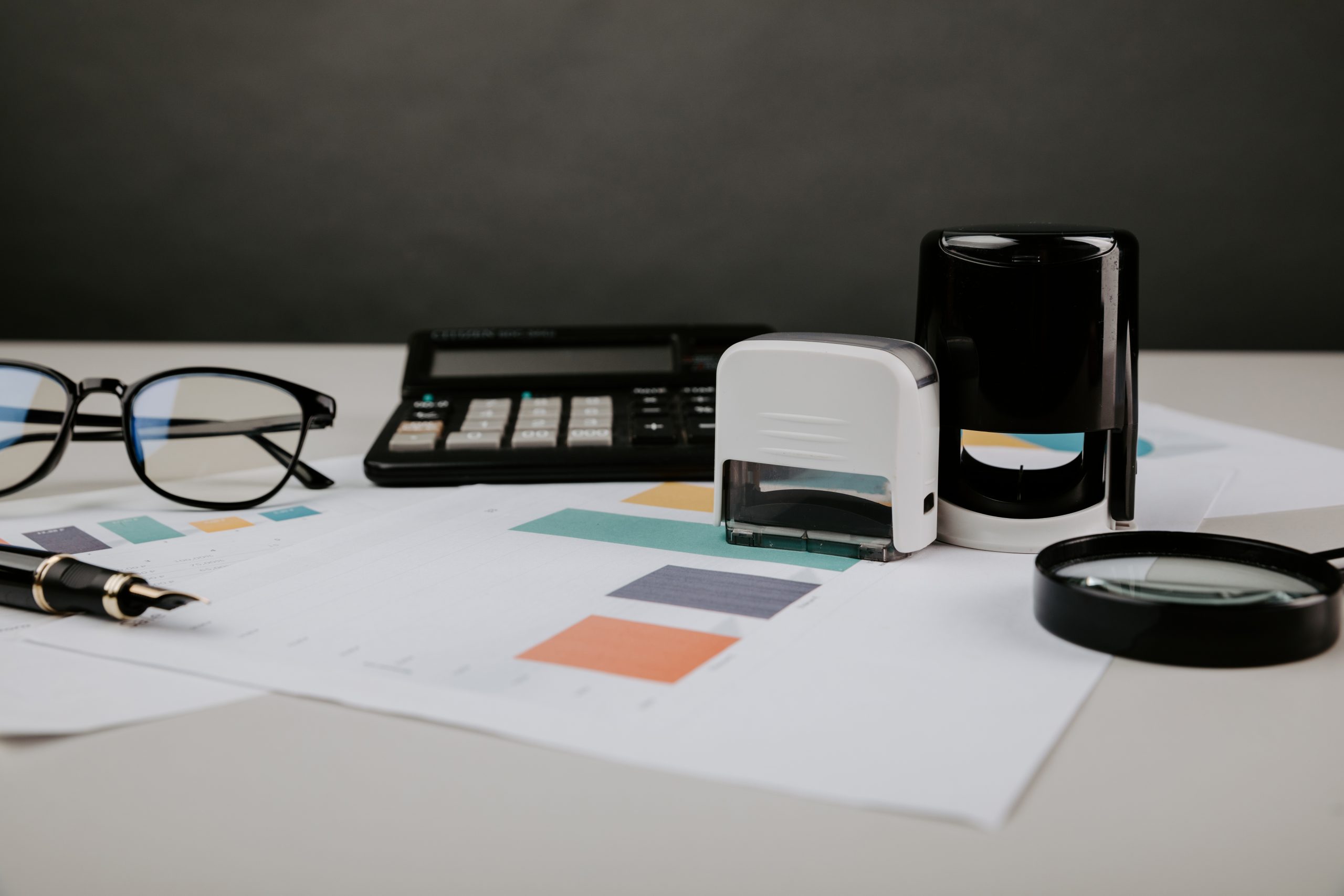 Concept of signing a contract or notary. Office desktop with documents ...