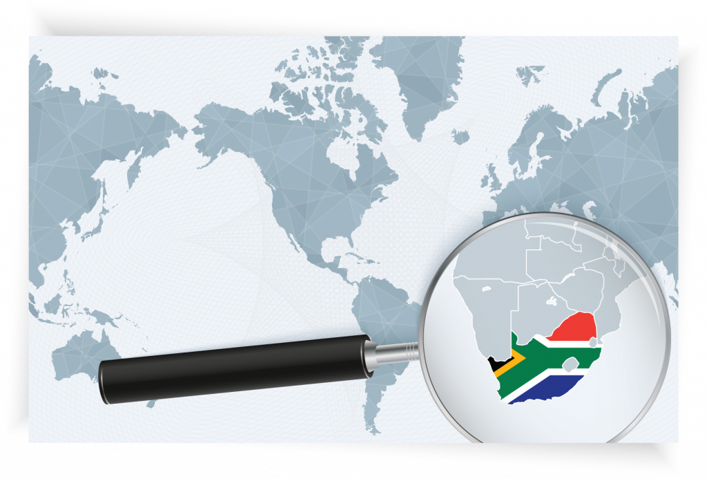 South African on map with magnifying glass - GTC